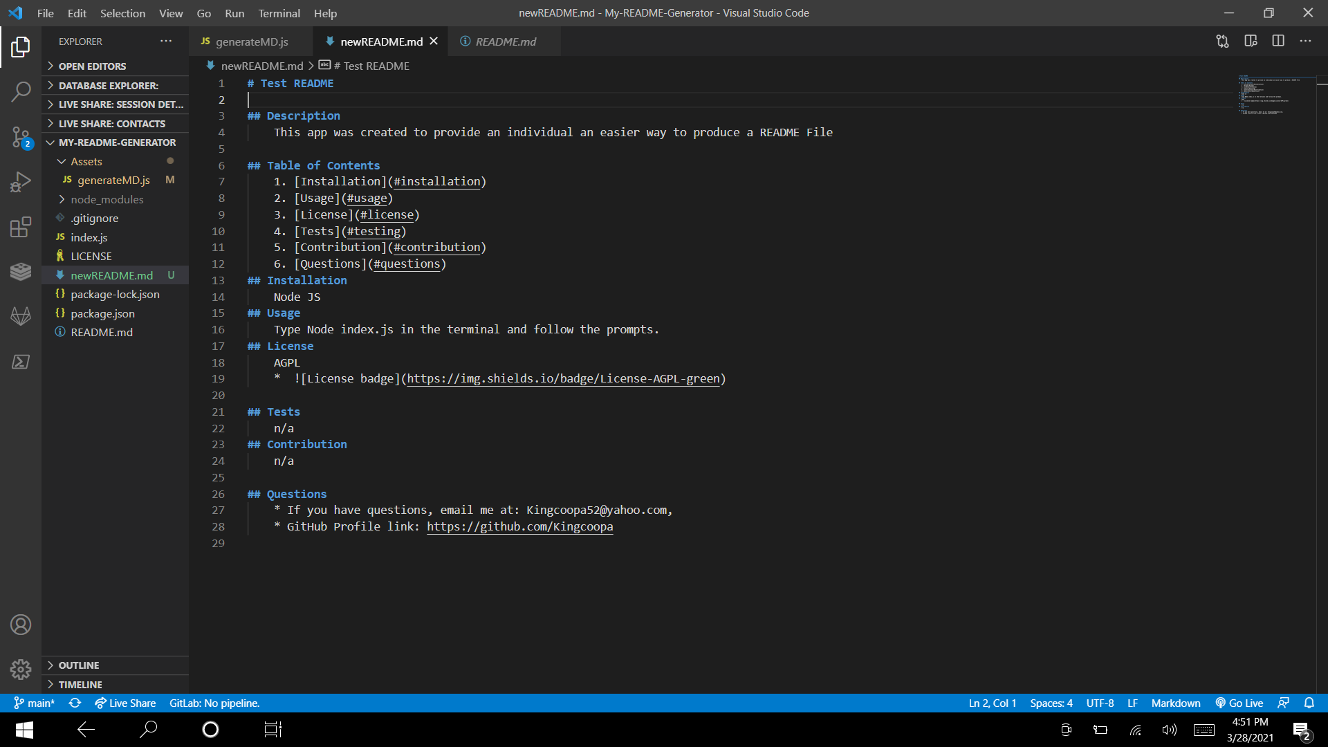 GitHub - Kingcoopa/My-README-Generator