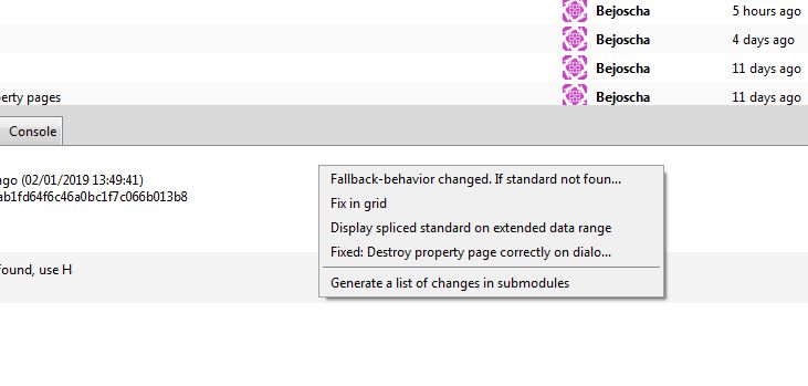 Commit-window placed in background when "Commit message" or "Options" dropdown button is clicked ...