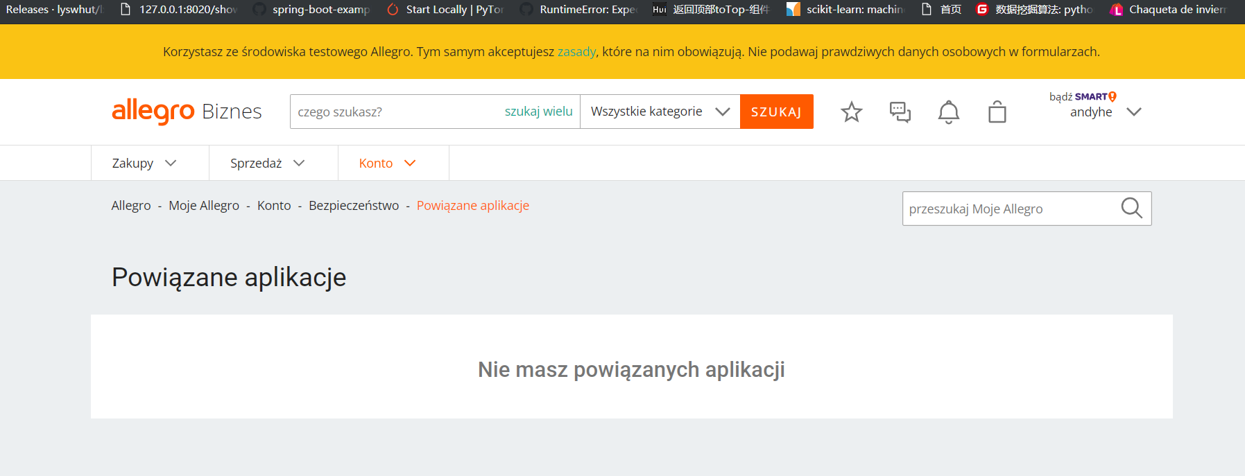 Sandbox cannot create applications · Issue #6393 · allegro/allegro-api · GitHub