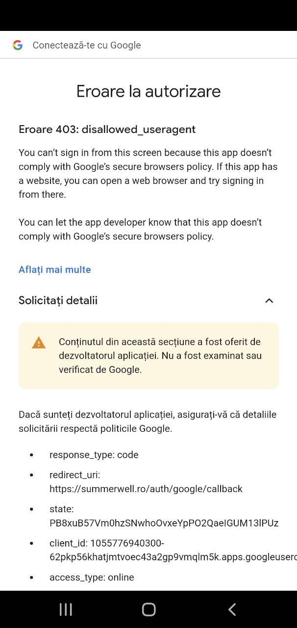 [google_sign_in] Some Android clients receive 403: disallowed_useragent when signing in on ...
