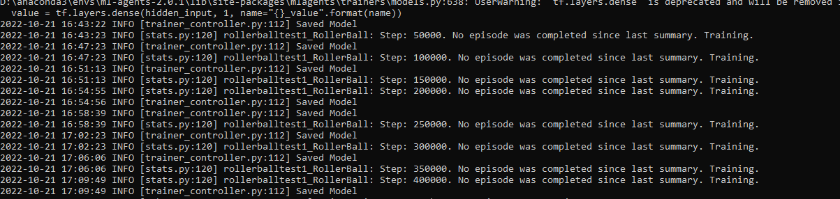 Rollerball Not Moving During Training No Episode Was Completed Since Last Summary Training