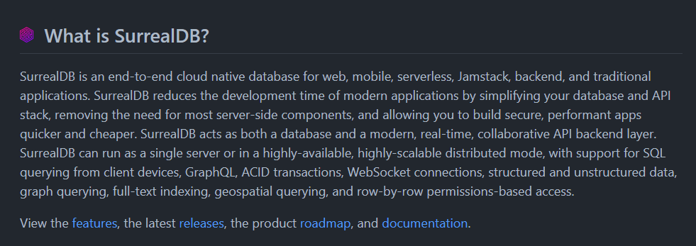 Documentation: Improvement of readme.md file · Issue #1934 · surrealdb/surrealdb · GitHub