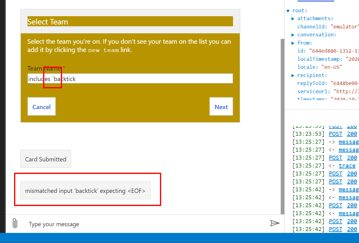 Memory values with backticks (`) cause adaptive expressions to fail. · Issue #4823 · microsoft ...