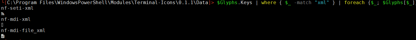 XML icon not rendering? · Issue #7 · devblackops/Terminal-Icons · GitHub