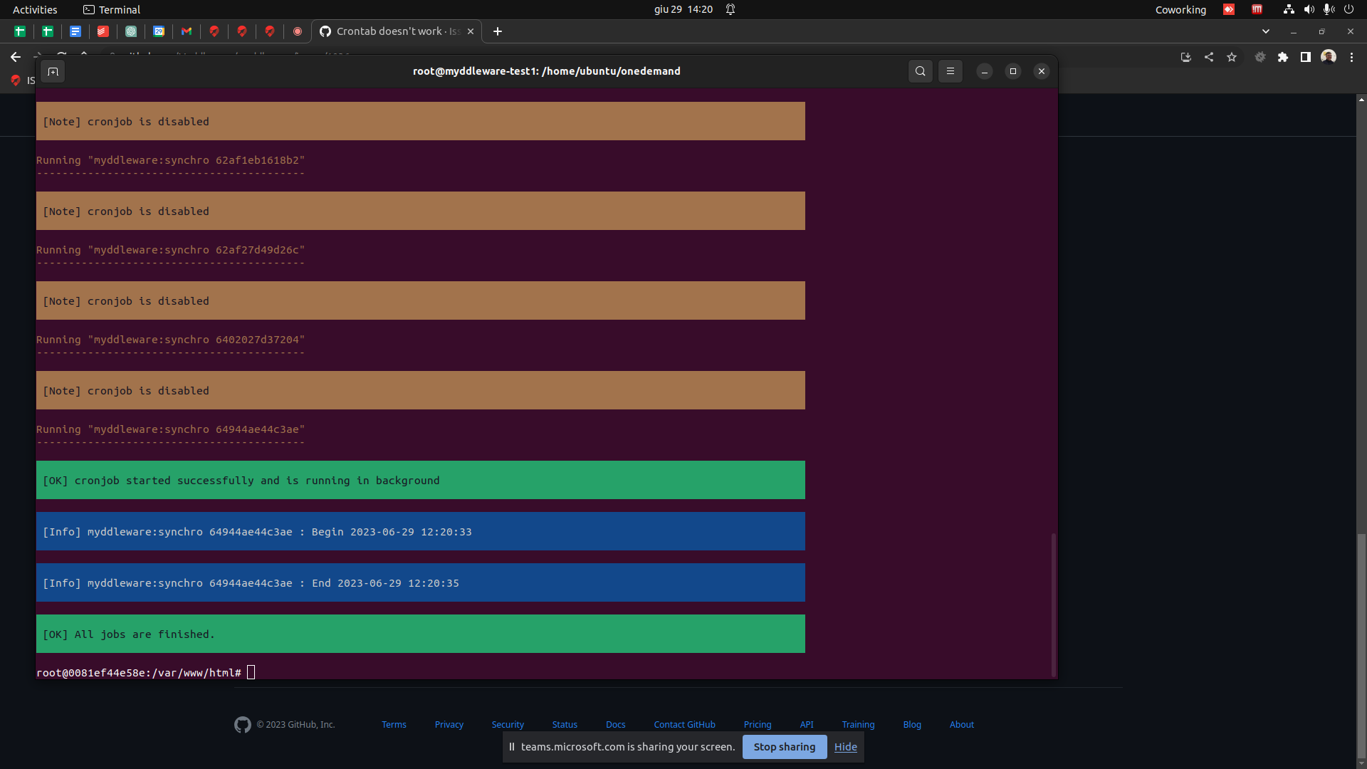 Crontab Doesn T Work · Issue 1036 · Myddleware Myddleware · Github