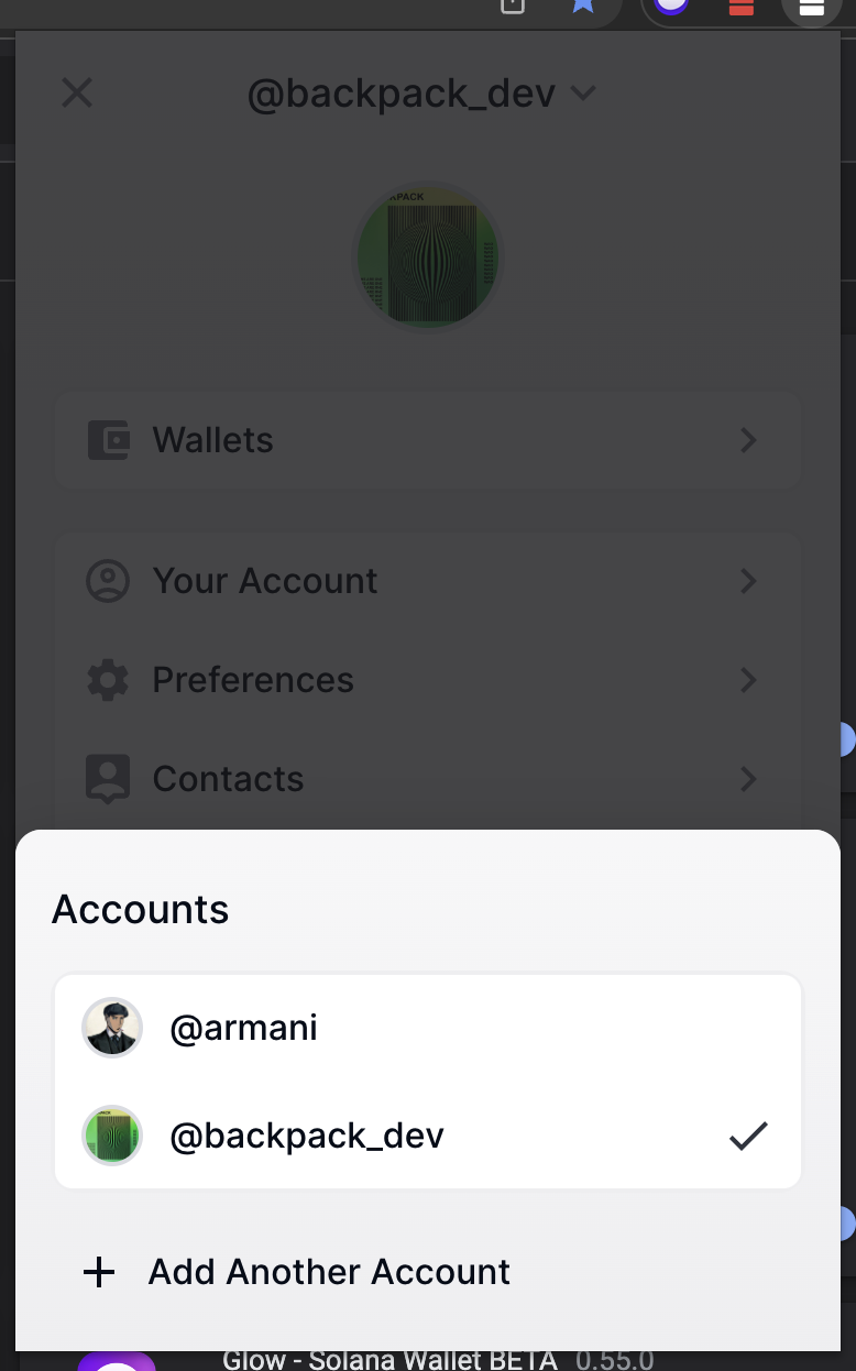 can't exit account switcher in settings · Issue #2899 · coral-xyz/backpack · GitHub