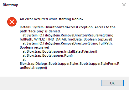 System.UnauthorizedAccessException · Issue #15 · bloxstraplabs/bloxstrap · GitHub