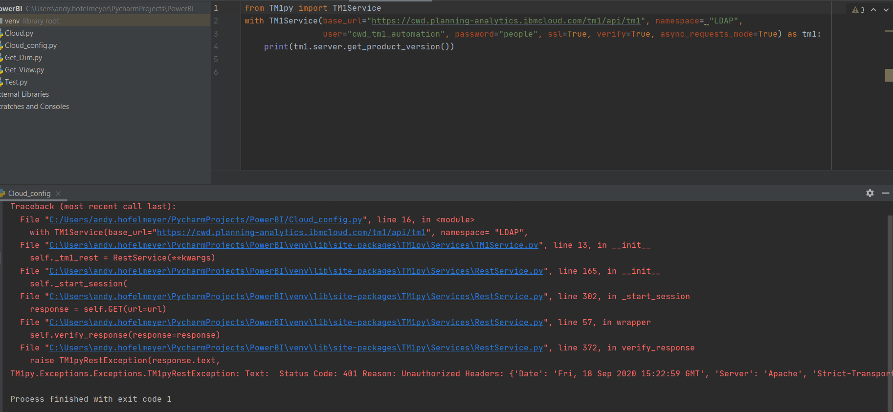 Connection to IBM cloud using tm1py · Issue #362 · cubewise-code/tm1py · GitHub