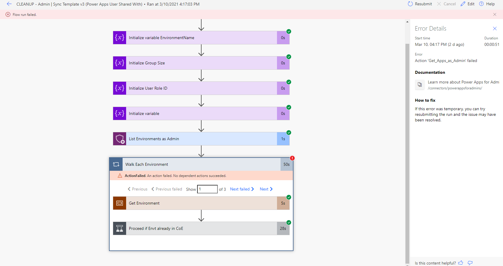 [BUG]: Admin | Sync Template v3 (Power Apps User Shared With) failed · Issue #832 · microsoft ...