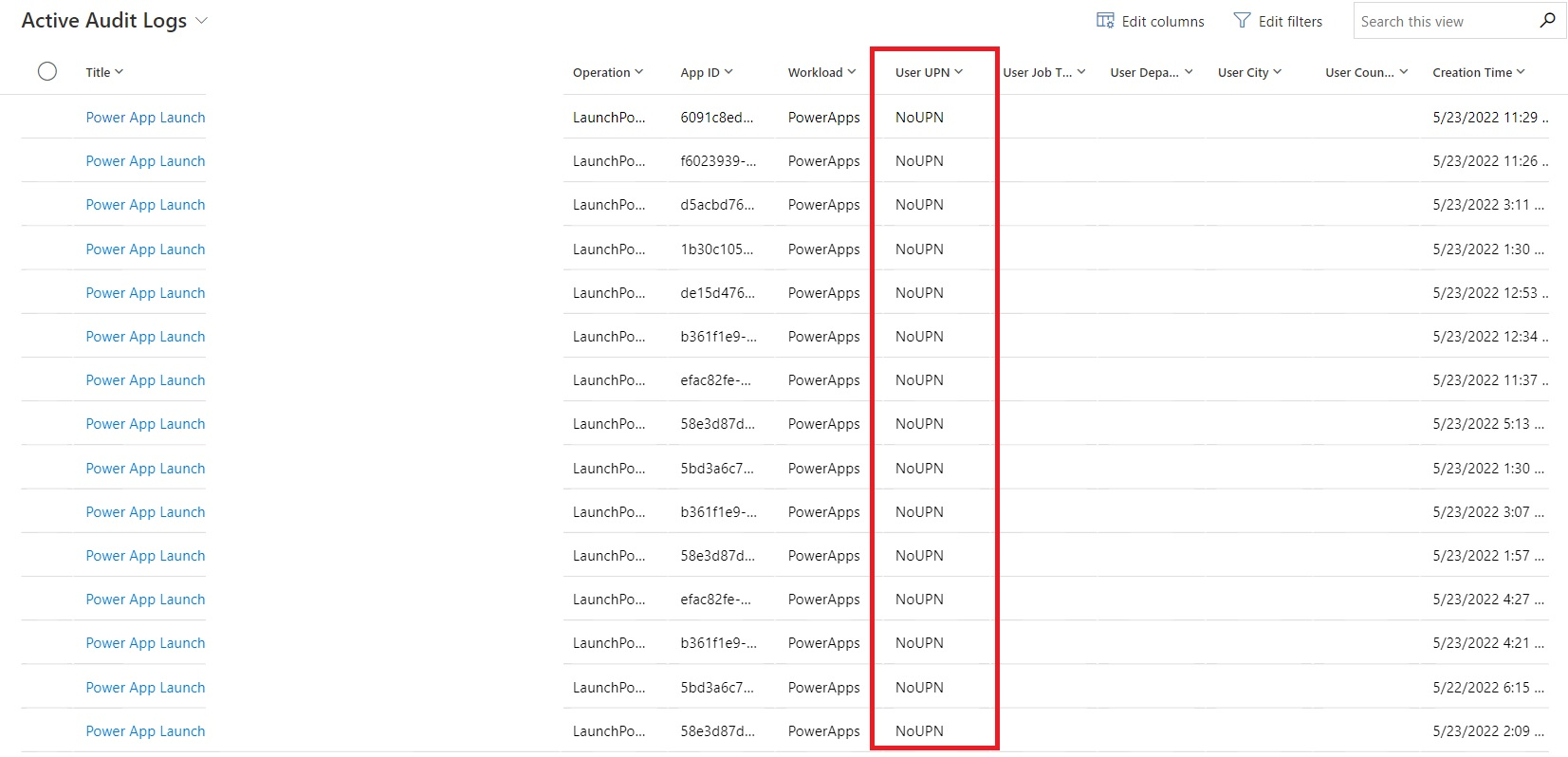 Audit Logs in Power Platform Admin View App does not reflect User UPN ...