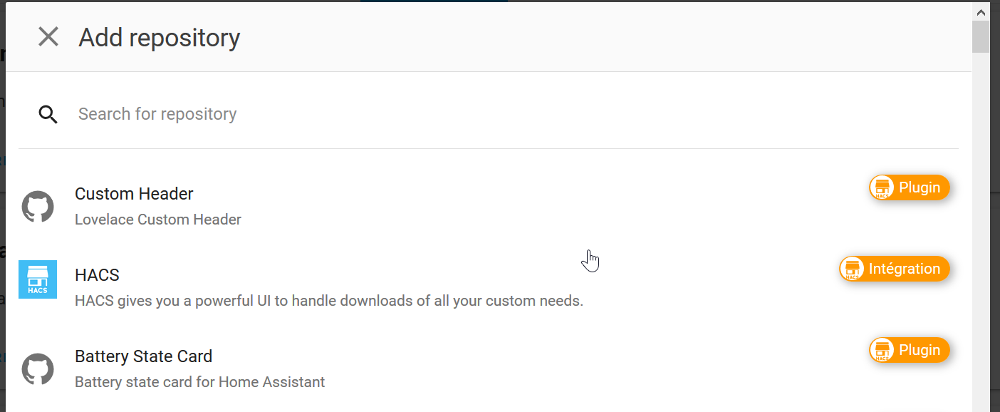 Hide already installed package from add repository pop up · Issue #1186 · hacs/integration · GitHub