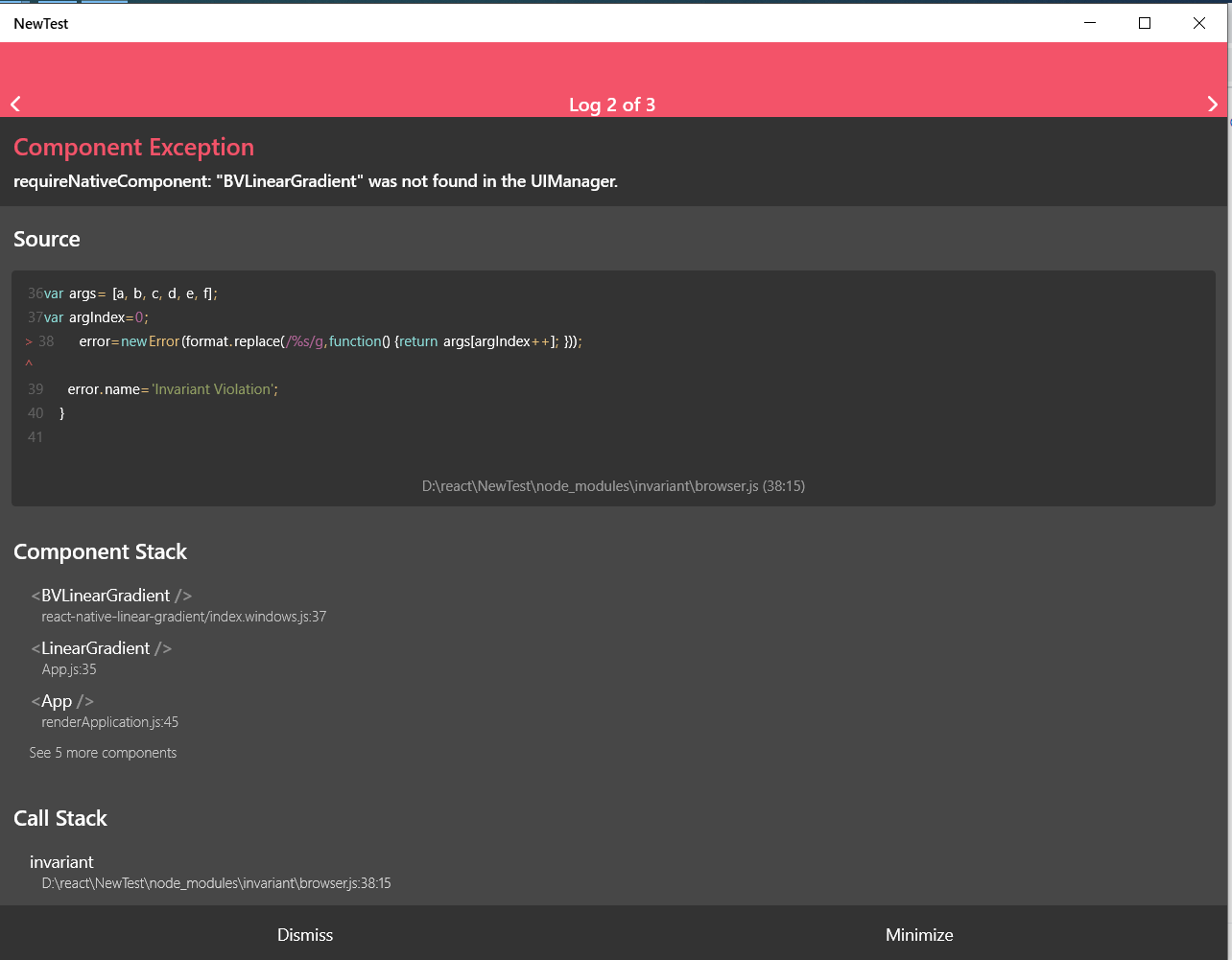 React Native Linear Gradient Doesnt Work On Windows Bvlinergrdient Was Not Found In The