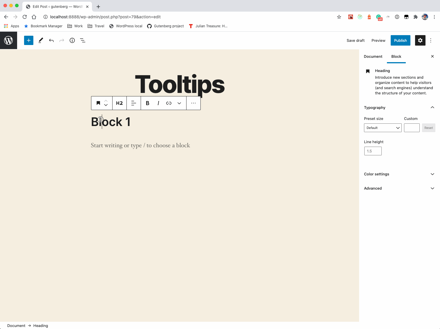 Block Editor: Tooltips for the icons in the block toolbar obscure the ...