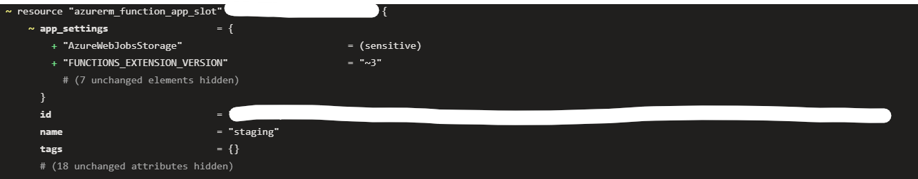 app_settings properties from azurerm_function_app_slot added at each plan/apply · Issue #11577 ...