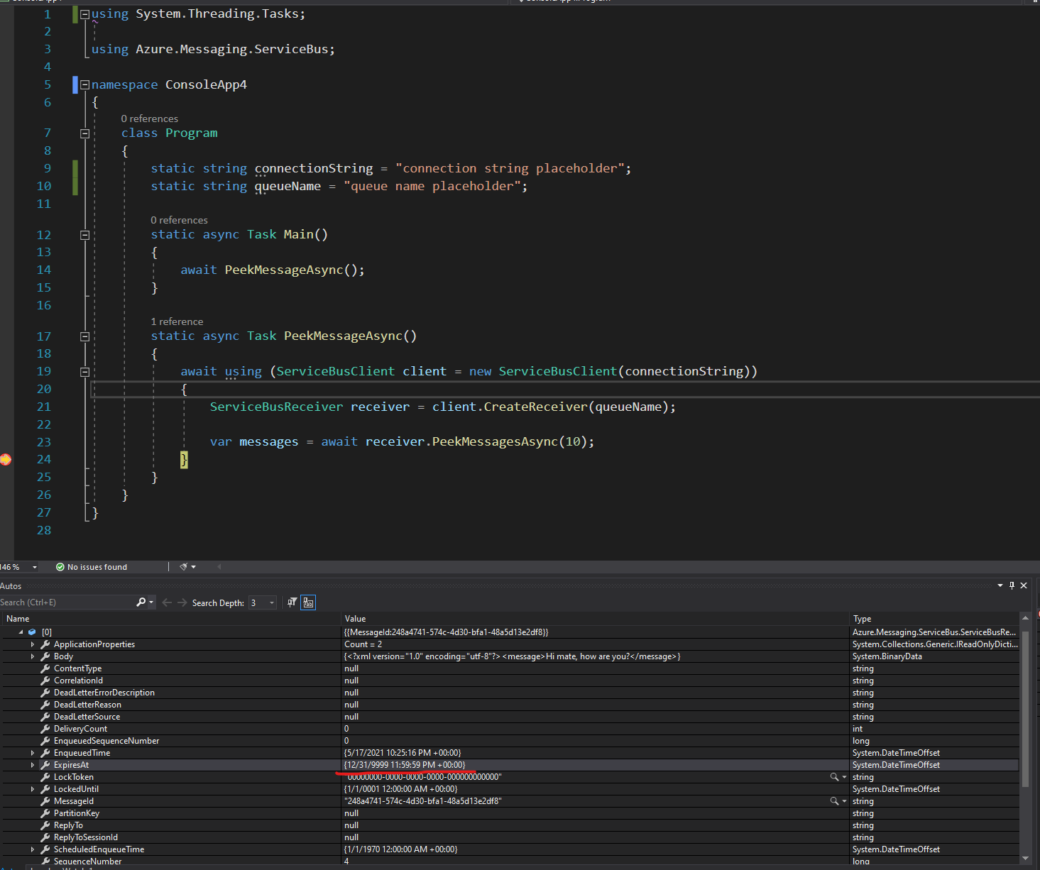 Faulty `ExpiresAt` and `TimeToLive` values when peeking a message that was not yet moved from ...