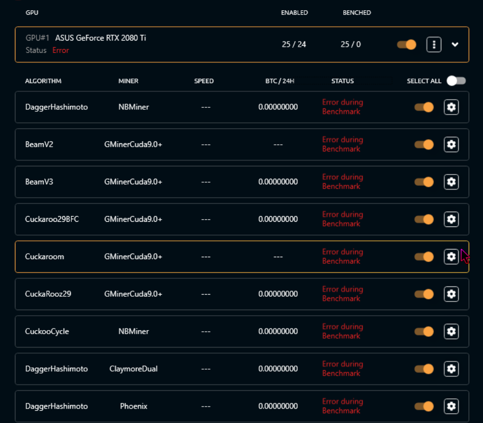 Nicehash Gpu1 Error Status And Not Working Error During Benchmark · Issue 2141 · Nicehash