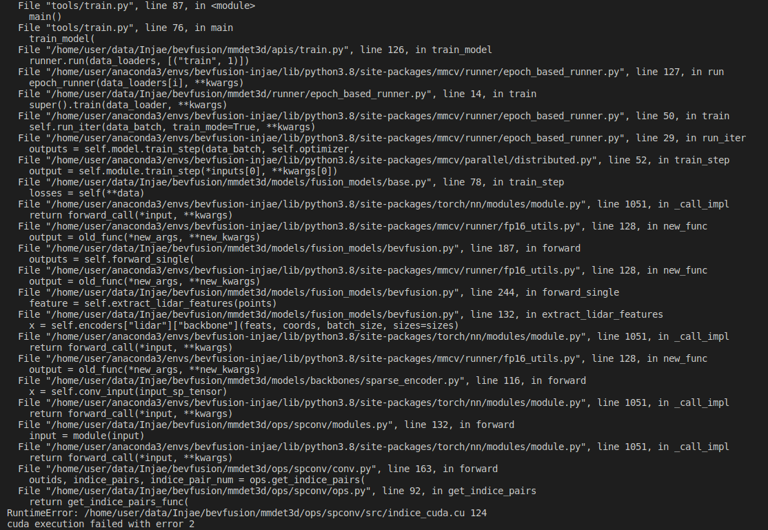 Error while training the fusion model · Issue #241 · mit-han-lab/bevfusion · GitHub