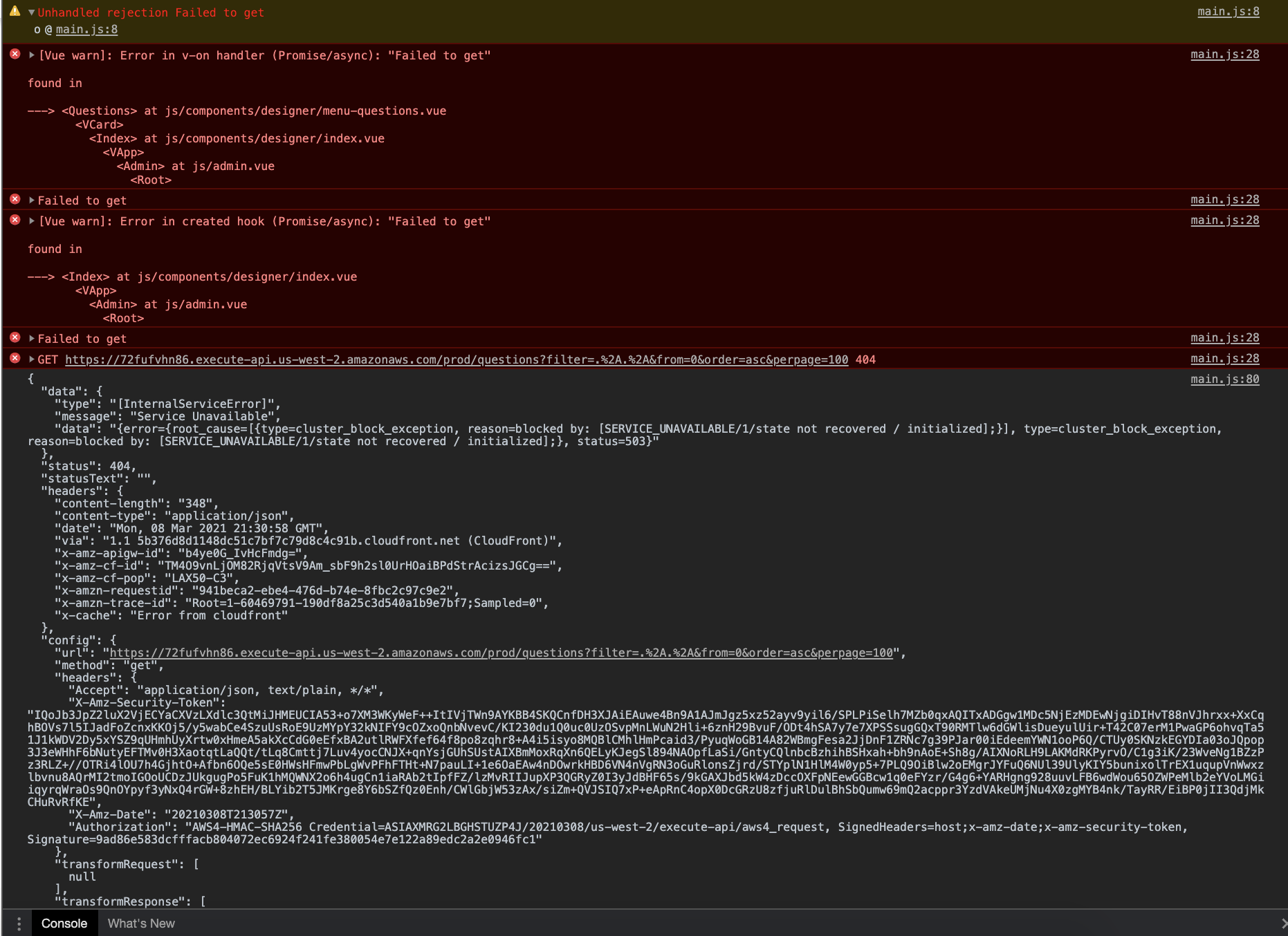 Lex Bot rebuild throws error on first launch: Request Failed: error response from endpoint ...