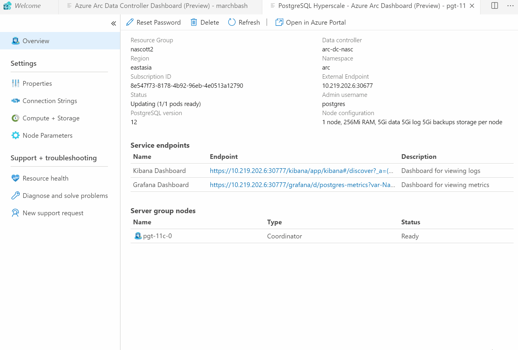 Postgres Resource Health Page shows instance as available when state is updating · Issue #14777 ...