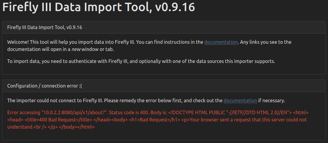 Data Importer Error Accessing 100228080apiv1about Status Code Is 400 · Issue 6527 