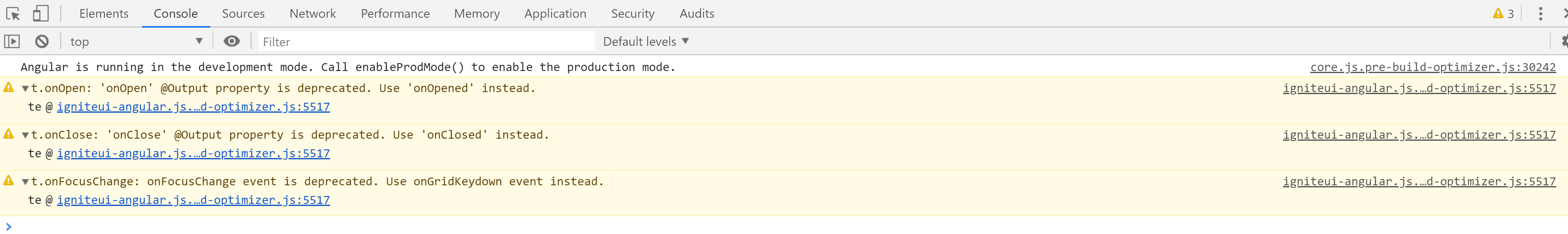 How To Address And Remove Warning Messages Igniteui Angular 800 · Issue 5132 · Igniteui