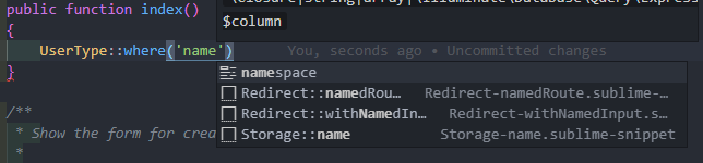 How to get autocompletion eloquent ? · Issue #26 · simoebenhida/laravel-intellisense · GitHub