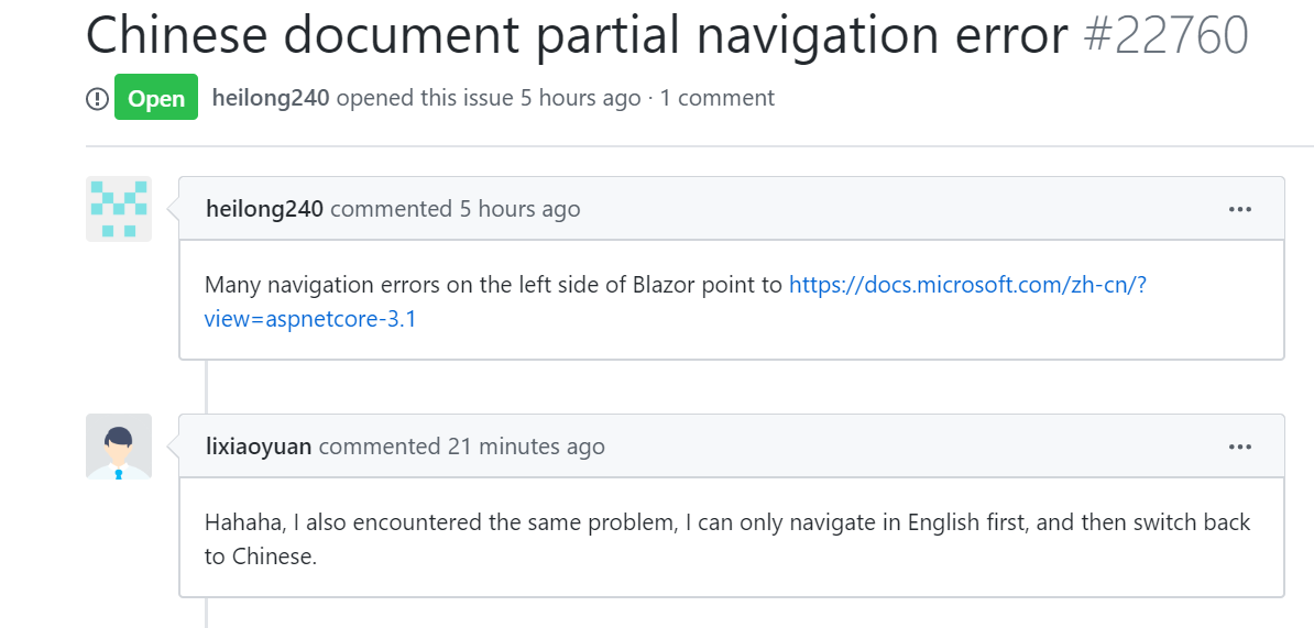 中文文档 部分导航错误 · Issue #22760 · dotnet/aspnetcore · GitHub