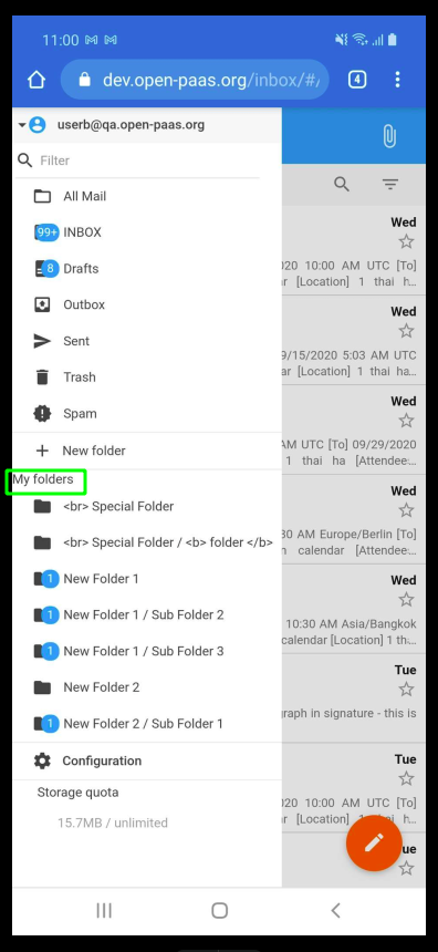 Mobile > The label "My folders" is too close to the screen edge · Issue ...