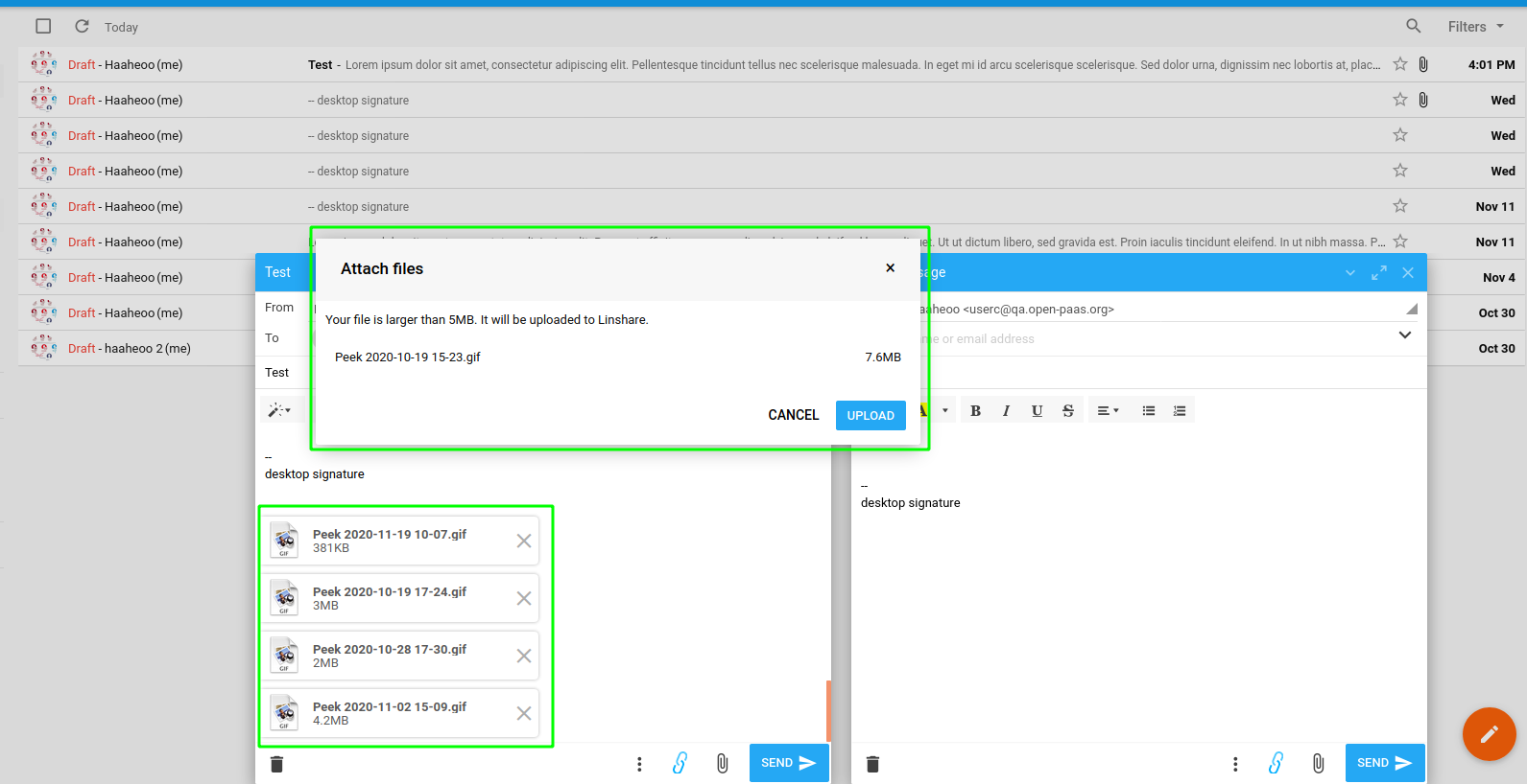User is able to uploading separated files over the limitation instead of uploading one oversize ...