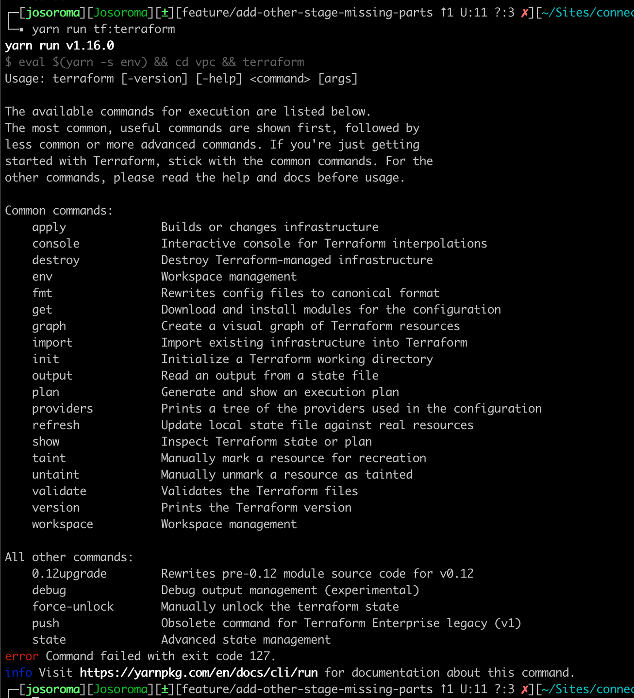 yarn tf:service:init is hitting this error: Terraform initialized in an empty directory! · Issue ...