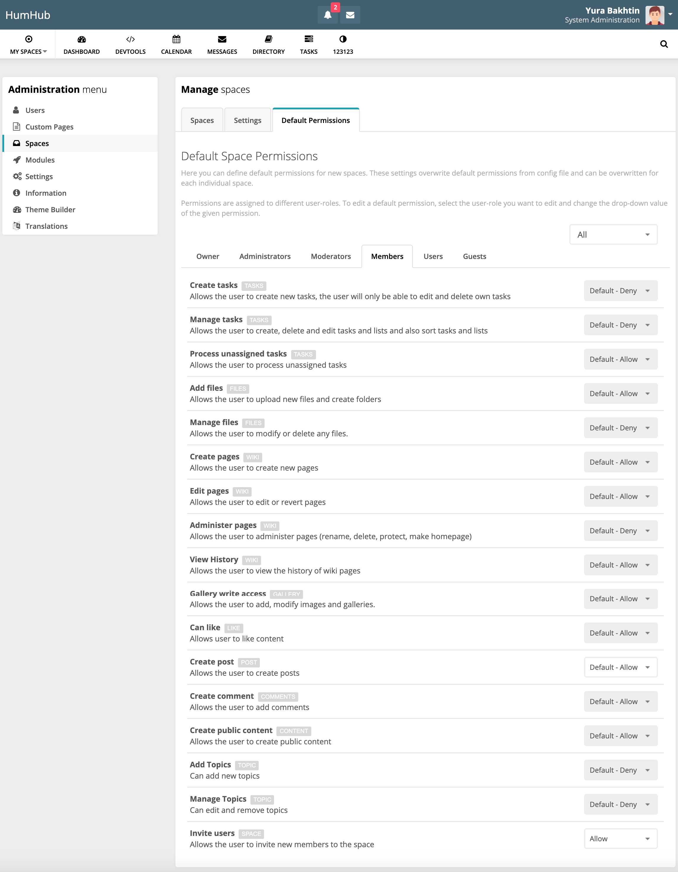 Editable ContentContainer Default Permissions · Issue #4670 · humhub/humhub · GitHub