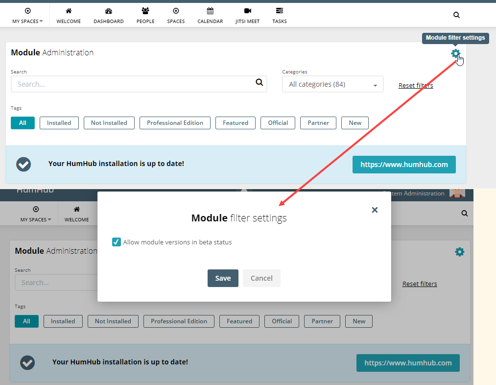 How To Include Beta Updates In The New Module Marketplace Humhub 1 11 · Issue 5637