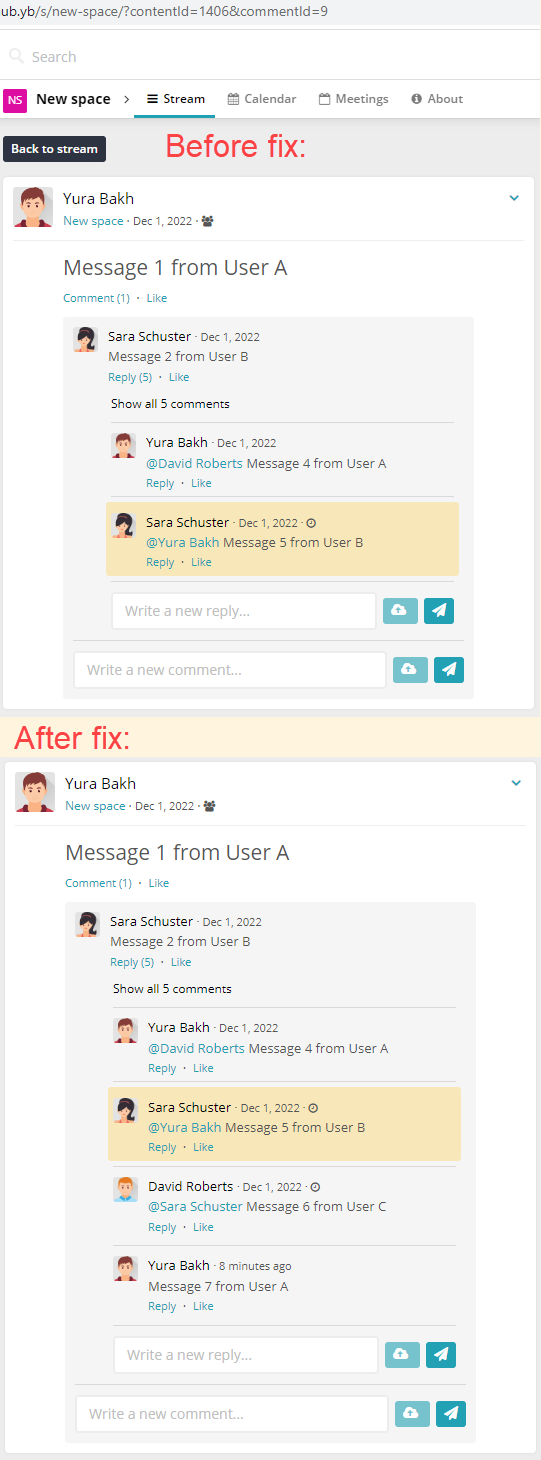 Replied comments accessed by a notification hide next replies · Issue ...