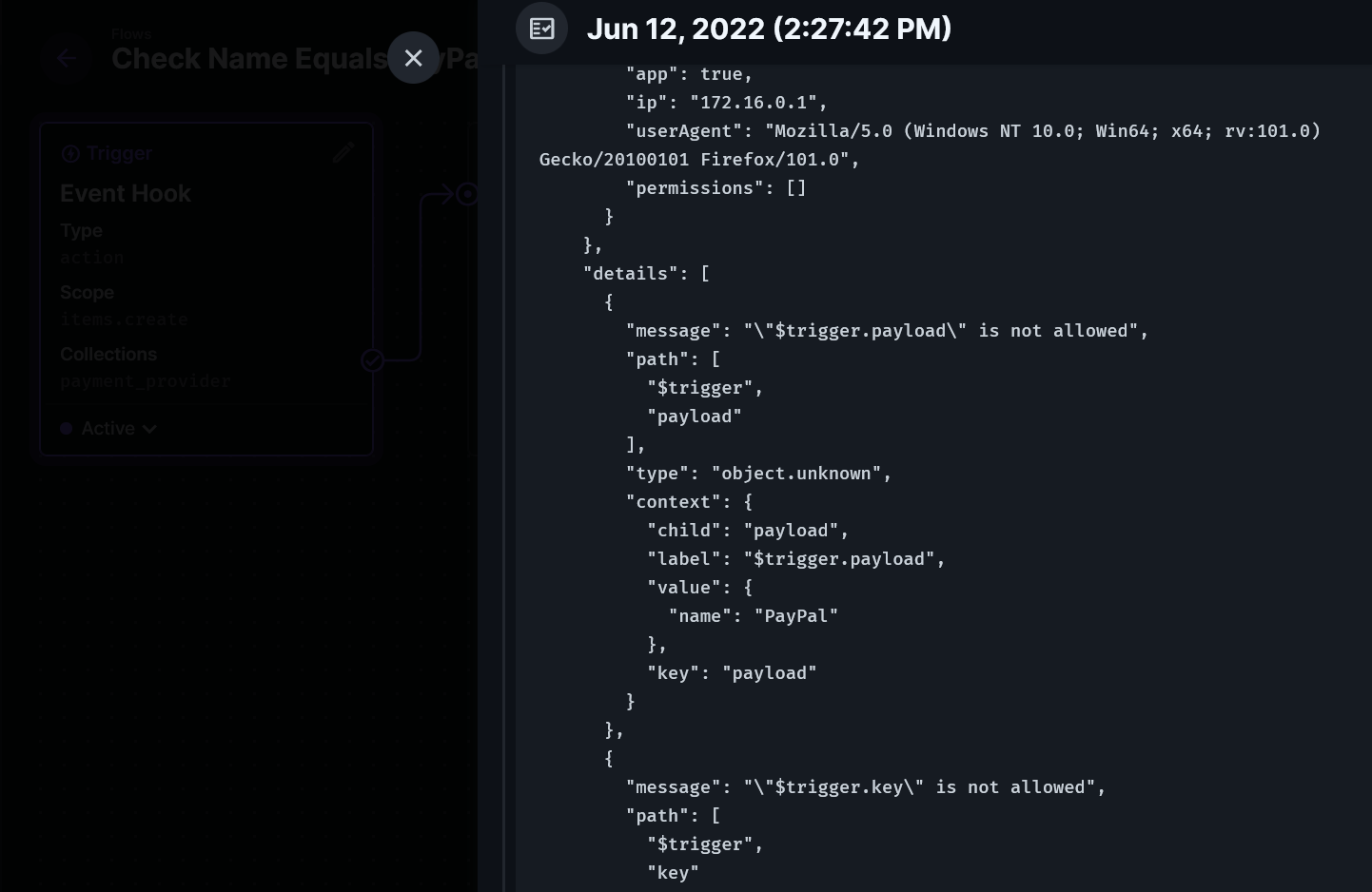 Flows: Condition Operation returning not allowed error · Issue #13855 · directus/directus · GitHub
