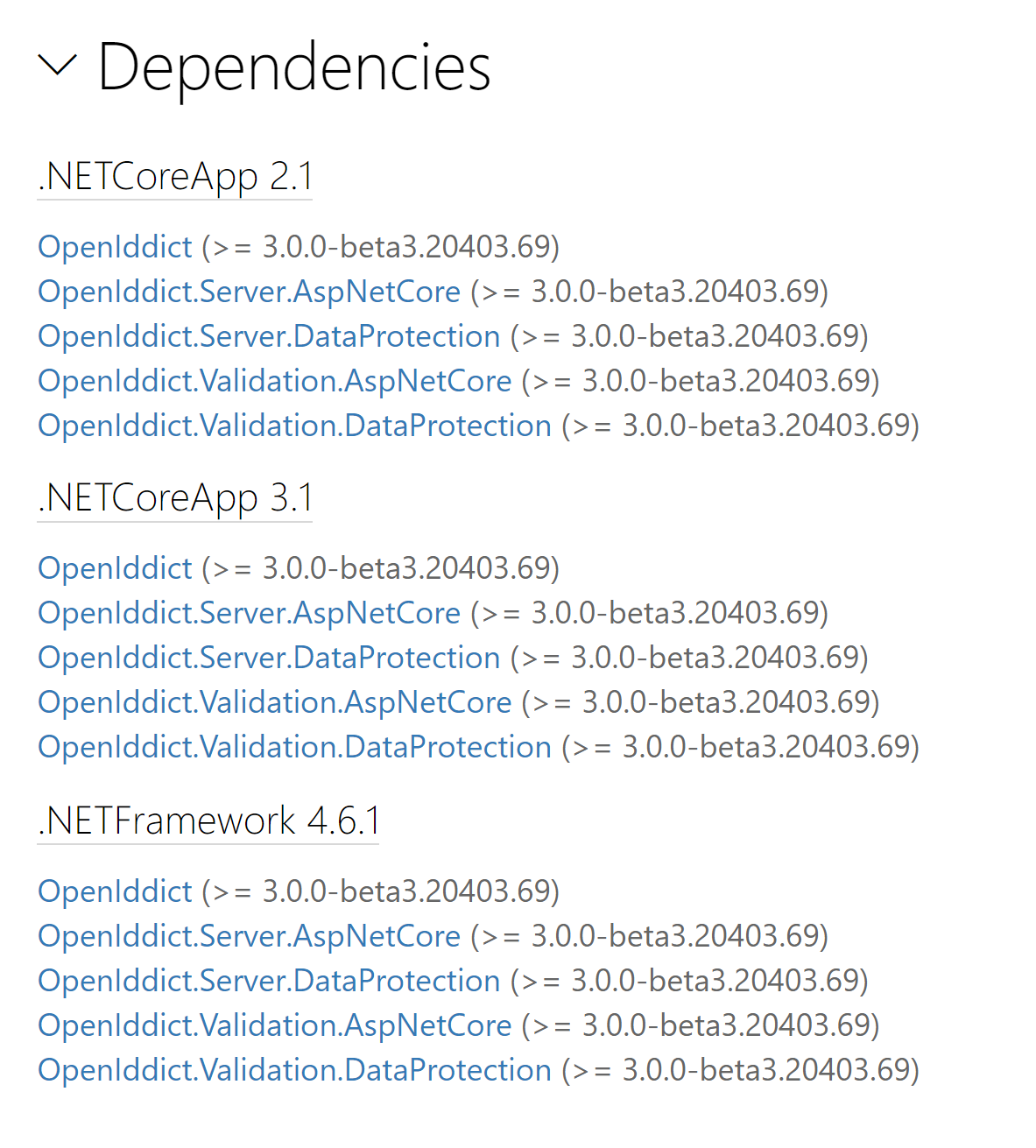 Investigate why transitive dependencies are leaking · Issue #1113 · openiddict/openiddict-core ...