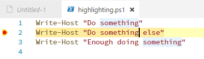 Selection highlight colors within breakpoint (PowerShell ISE Theme ...