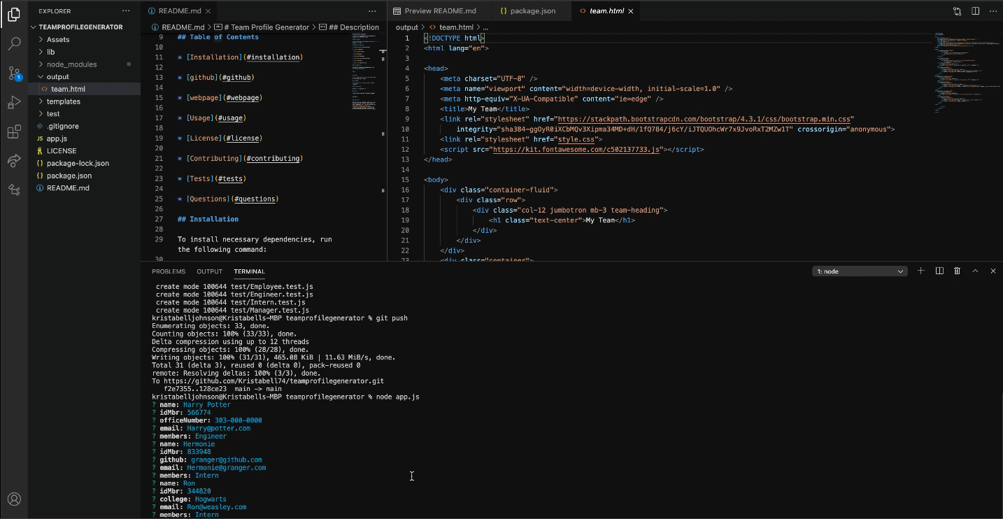 GitHub - Kristabell74/teamprofilegenerator