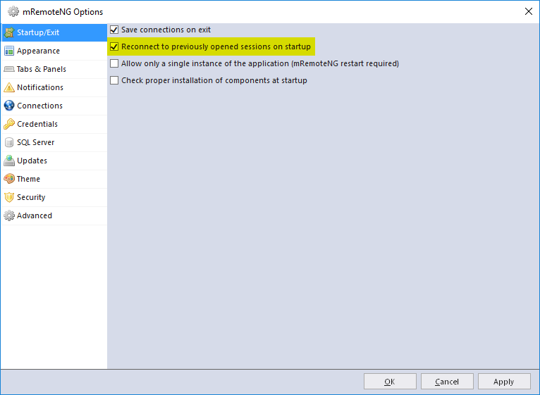 Remember open connections when closing · Issue #1521 · mRemoteNG/mRemoteNG · GitHub