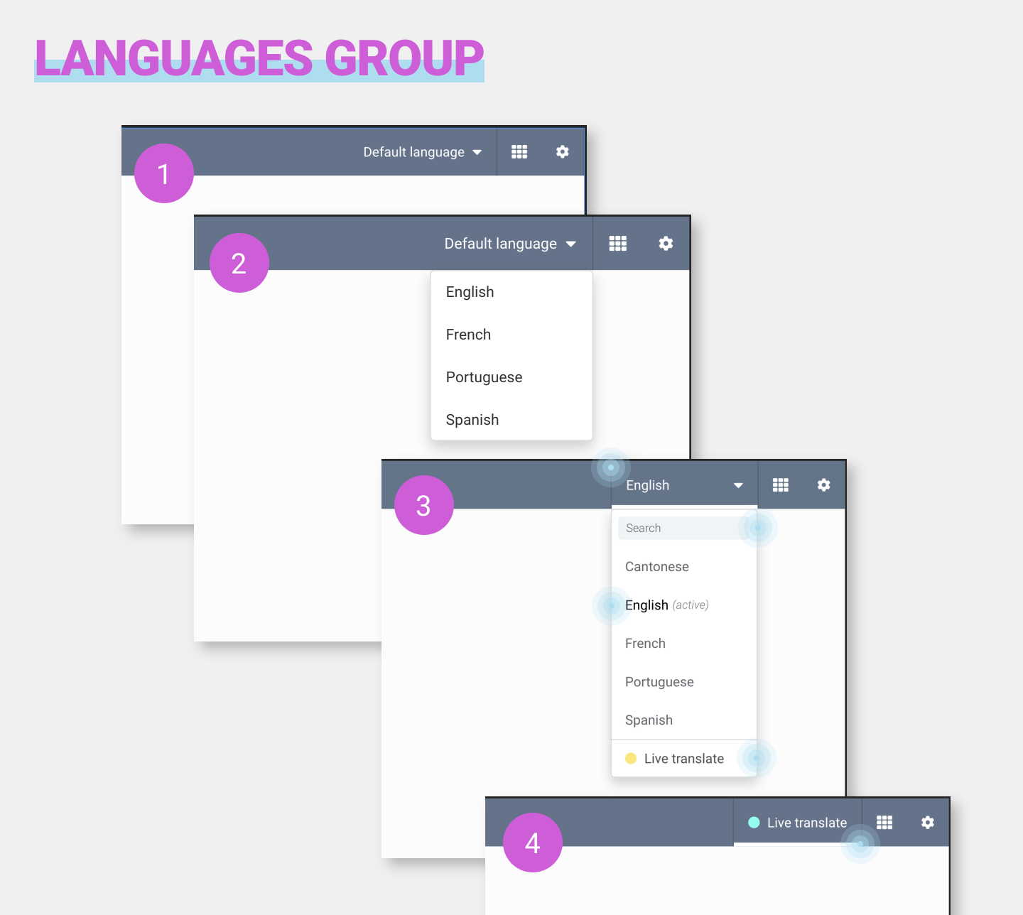 UI design for Languages Group in a drop-down menu · Issue #7 · huridocs ...