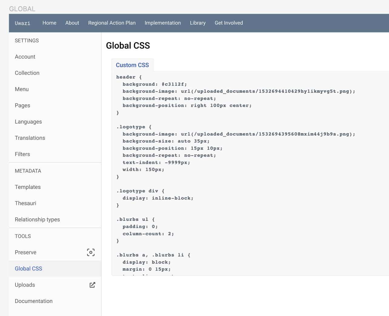 Global Javascript As We Have Global Css Like Per Page Javascript · Issue 5268 · Huridocs