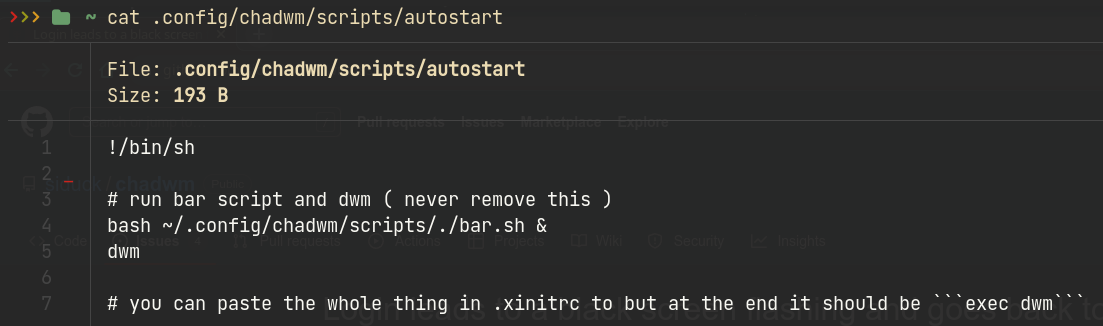Login leads to a black screen flashing and goes back to sddm · Issue #96 · siduck/chadwm · GitHub