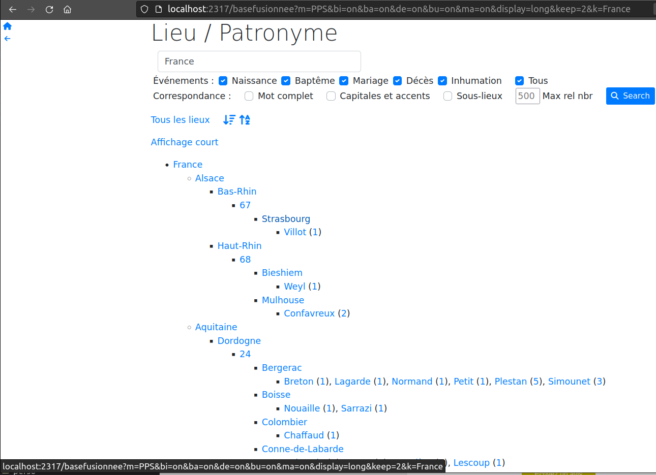 [BUG] abnormal url on place elements in full display in Place/Surname ...