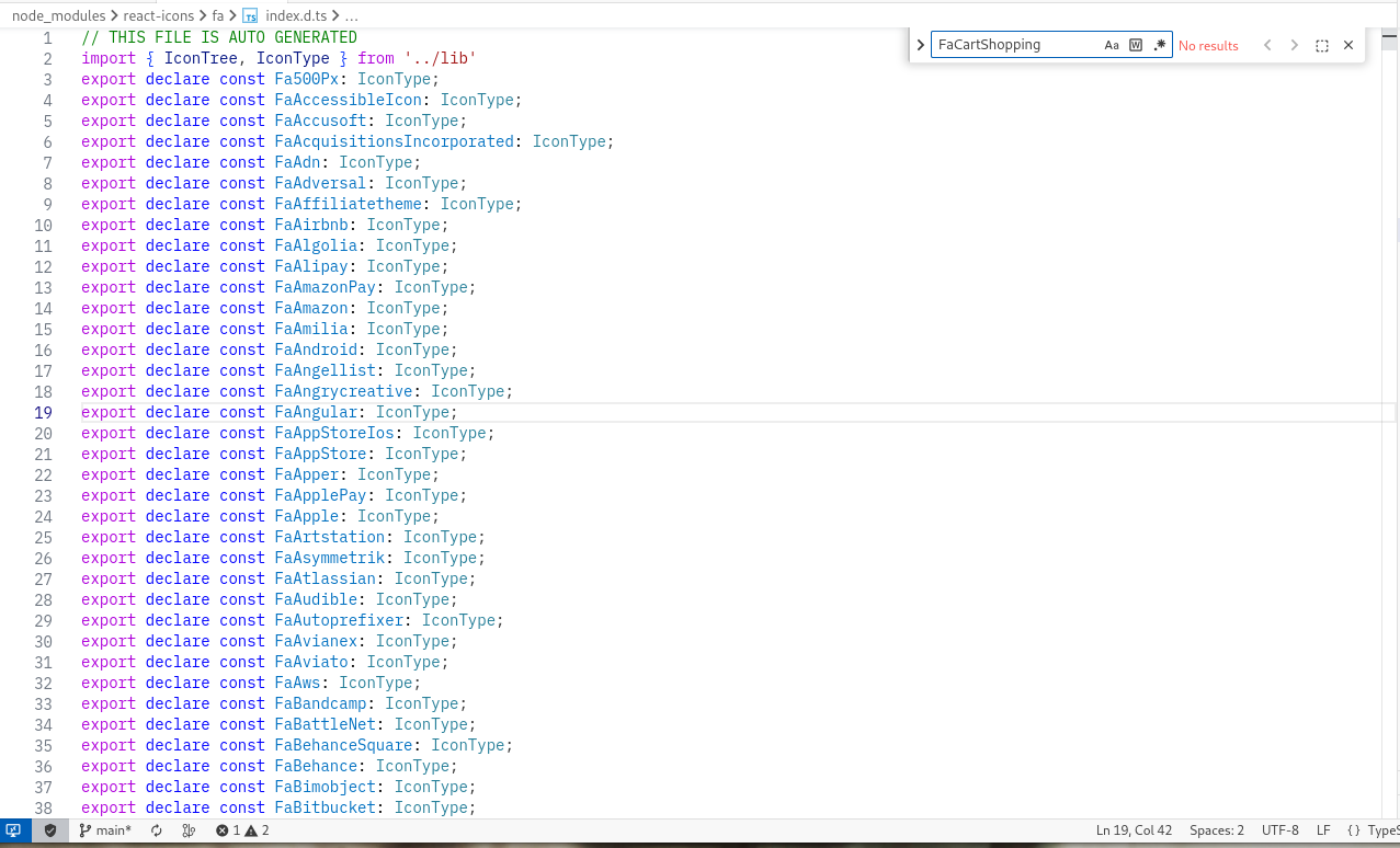 [Bug]: Missing font-awesome icon (FaCartShopping) · Issue #751 · react-icons/react-icons · GitHub