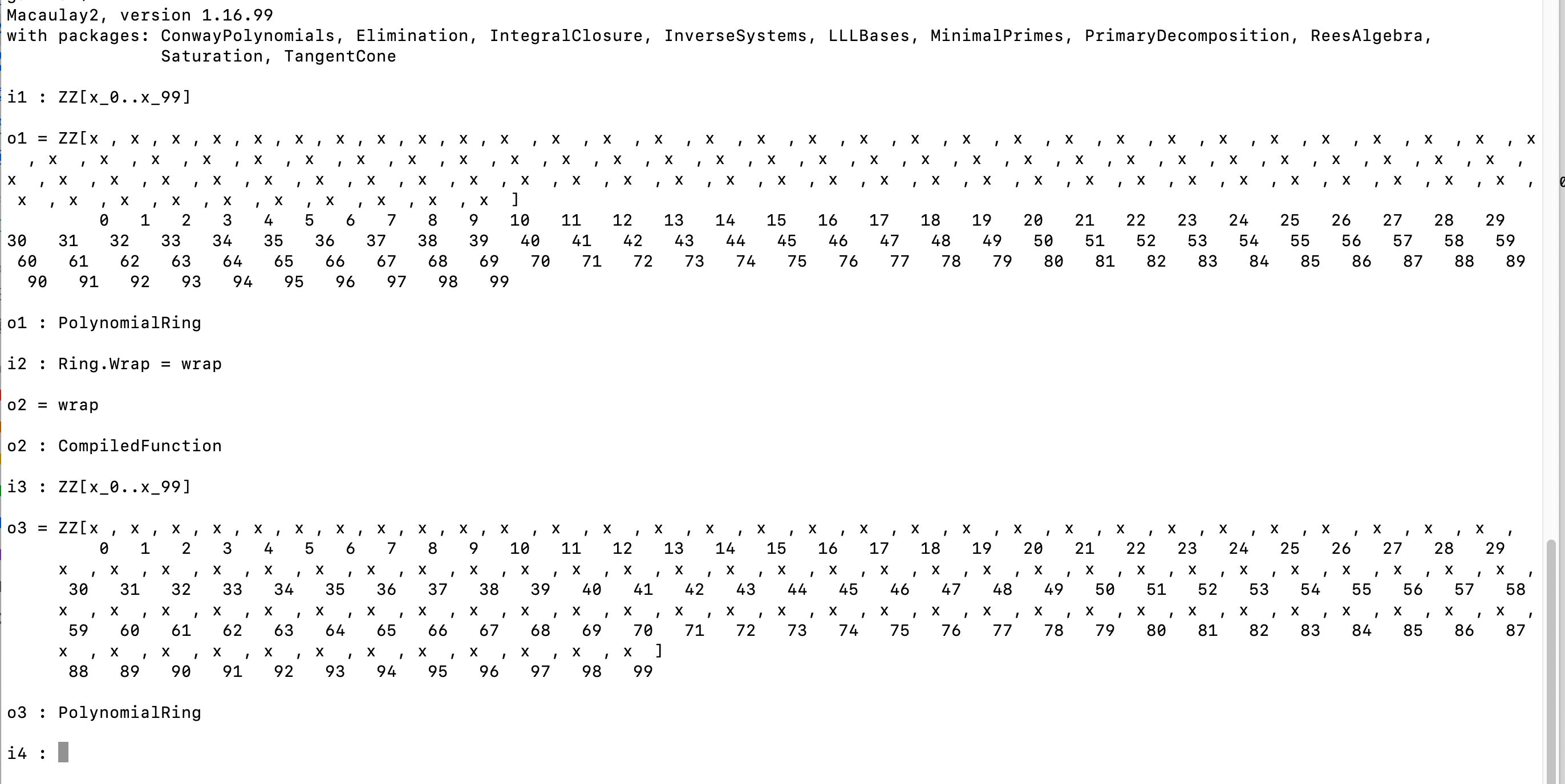 line wrapping for net(Ring) · Issue #1683 · Macaulay2/M2 · GitHub