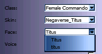 [469b] Skin FCommandoSkins_Negaverse_Titus show face in drop down twice ...