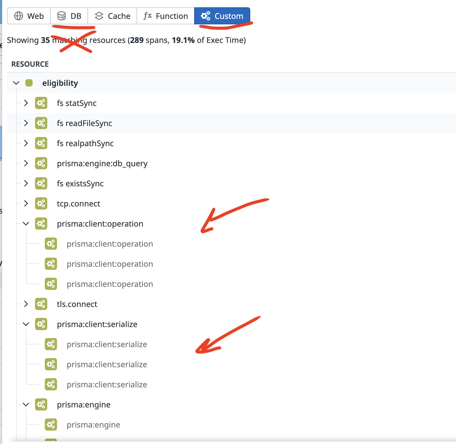 OTEL spans are not recognised as spans from a database · Issue #21472 · prisma/prisma · GitHub