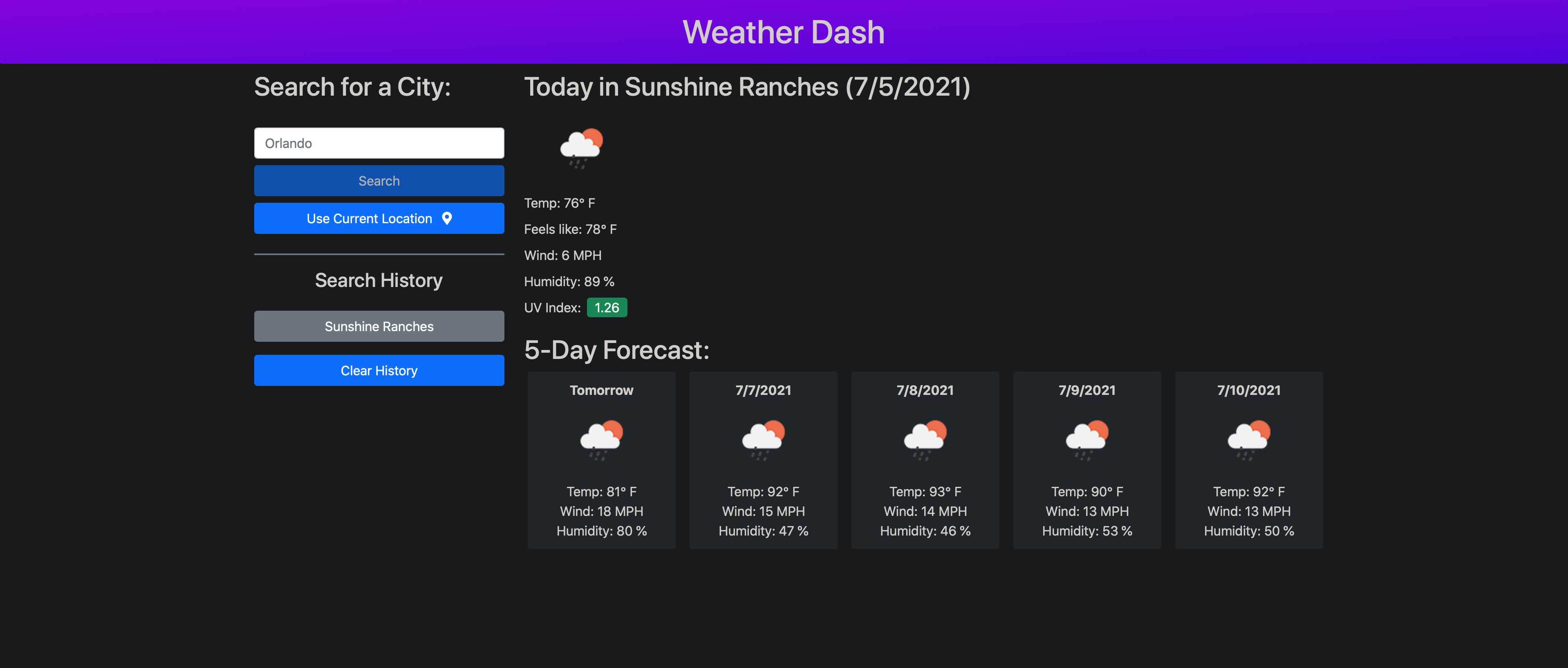 GitHub - AnthonyGress/Weather-Dashboard: A simple weather app using ...