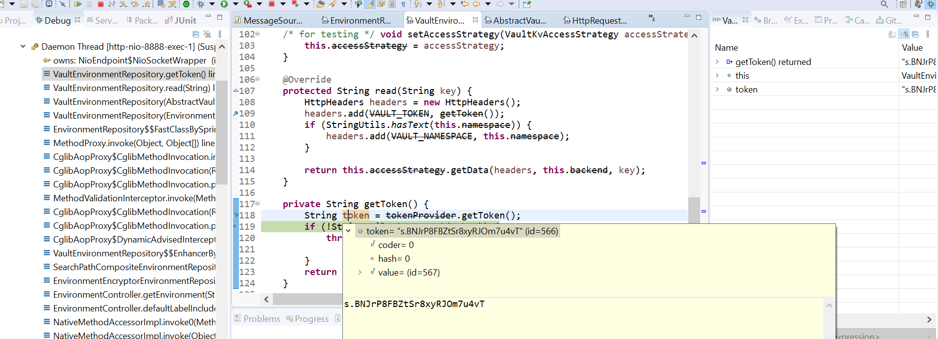 HttpRequestConfigTokenProvider getToken() returns null when call to the Config Server is made ...