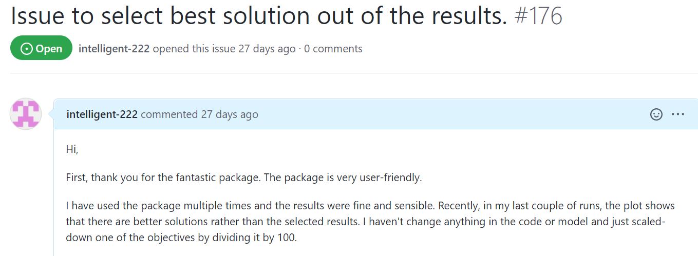 Selection Of Best Solution Issue · Issue 181 · Anyoptimization Pymoo · Github
