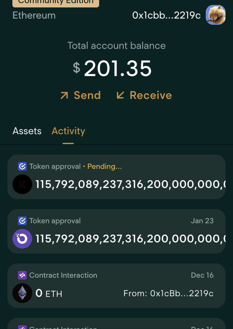 Swap - trade fails on empty activity page · Issue #877 · tahowallet/extension · GitHub